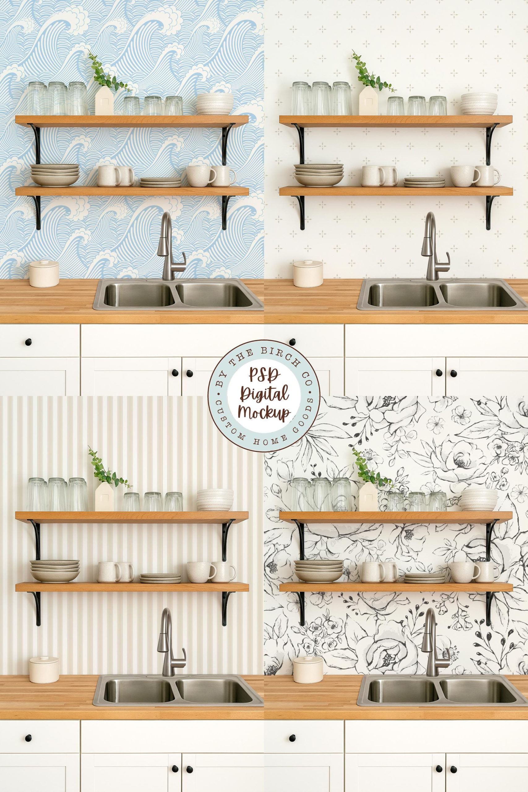 Kitchen Wallpaper Mockup: Photoshop Editable Interior Scene (PSD ...